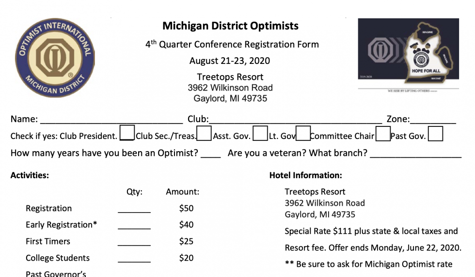 Registration 4Q 2019-20 - Michigan District Optimists