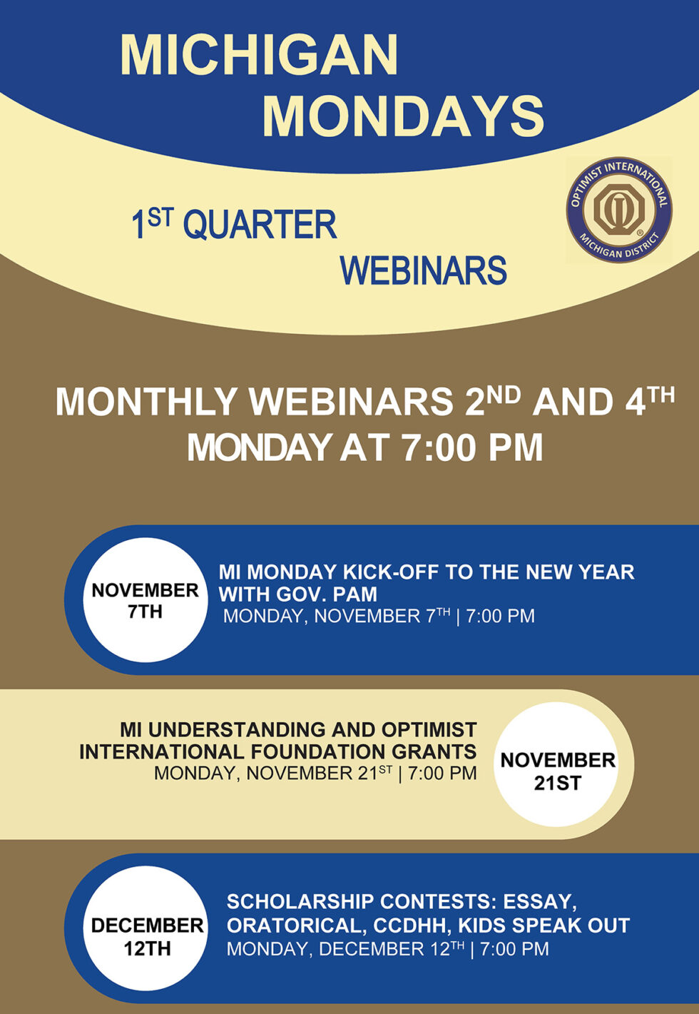 Michigan Mondays - Q1 2022-23 - Michigan District Optimists